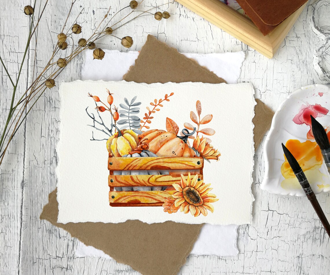 Watercolor Autumn Clipart Thanksgiving Decor Pumpkin | Etsy