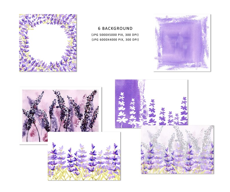 Lavender Watercolor Clipart Digital Paper Seamless Pattern. | Etsy