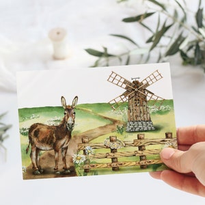 Donkey and Windmill Clipart, Watercolor Sublimation, Wind Pump Art ...
