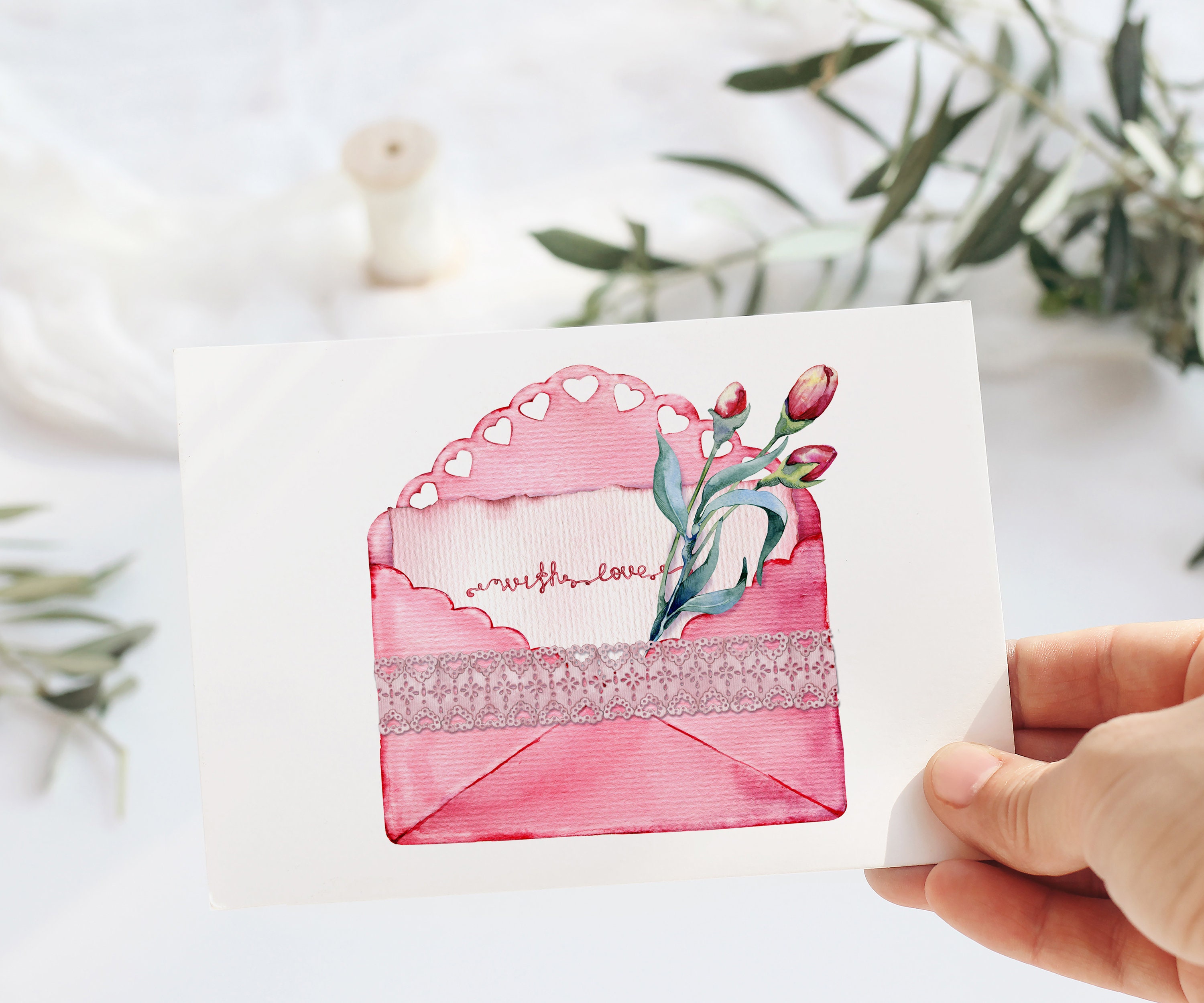 Watercolor Pink Envelope Clipart Sheet of Paper Clip Art - Etsy