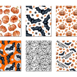 Halloween Clipart and Digital Paper. Watercolor Illustrations, Seamless ...