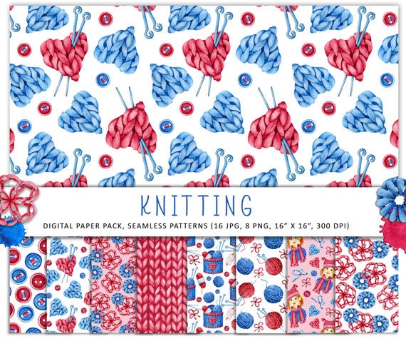 Knitting Digital Paper Watercolor Winter Seamless Patterns - Etsy