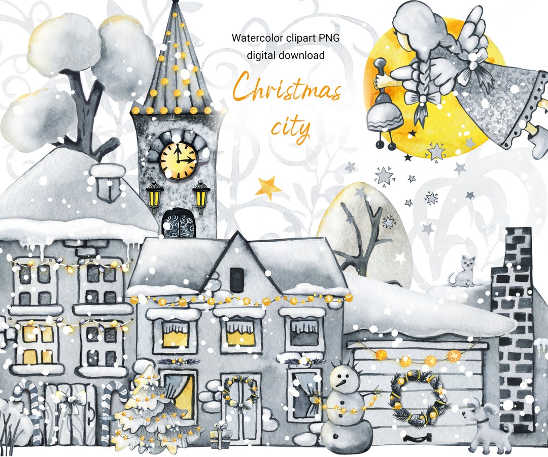 Winter Christmas House Clipart, Landscape Scene Creator, Scandinavian ...