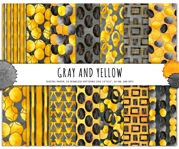 Yellow Gray Digital Paper Abstract Geometric Seamless | Etsy