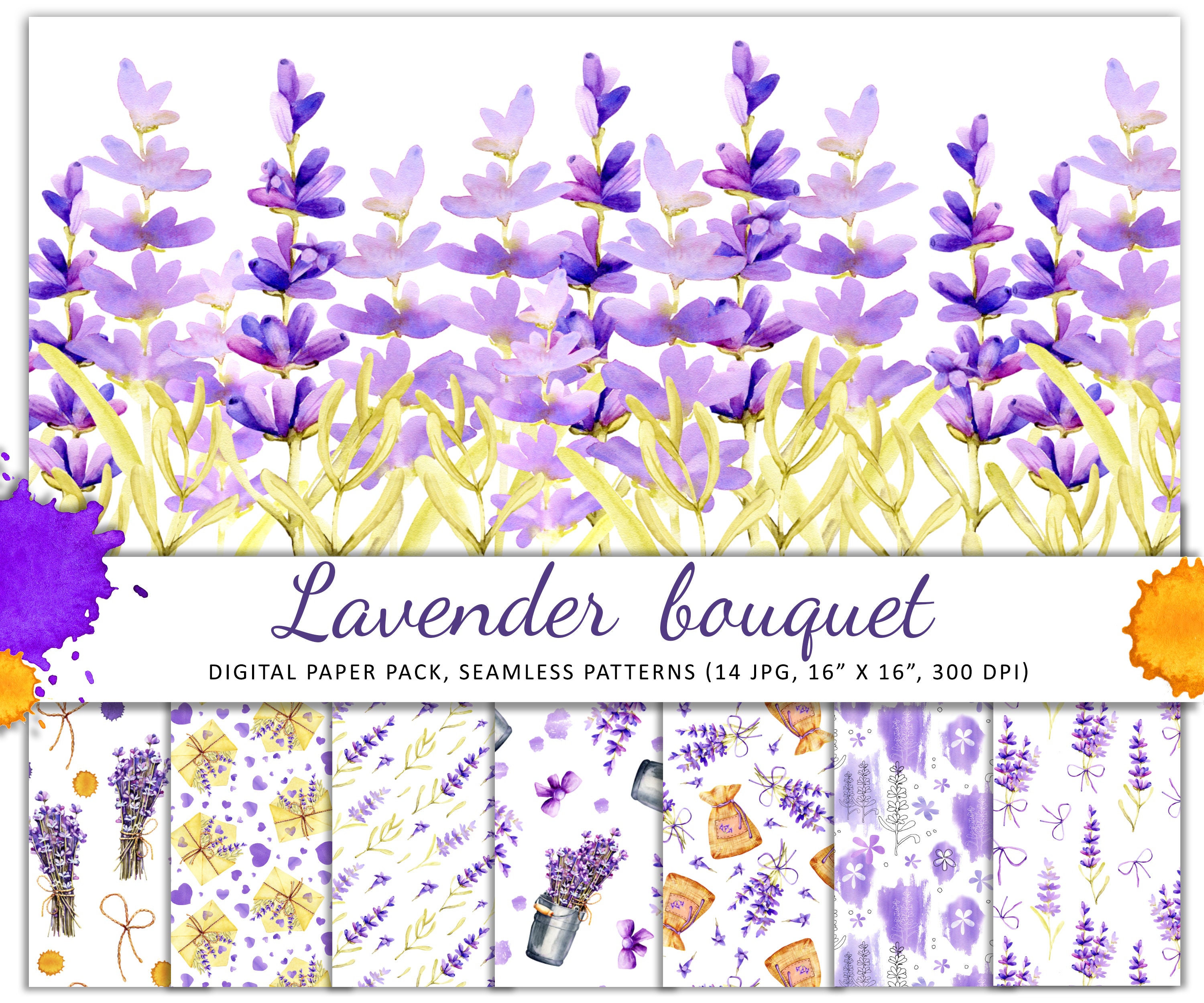 Lavender Watercolor Digital Paper Floral Seamless | Etsy