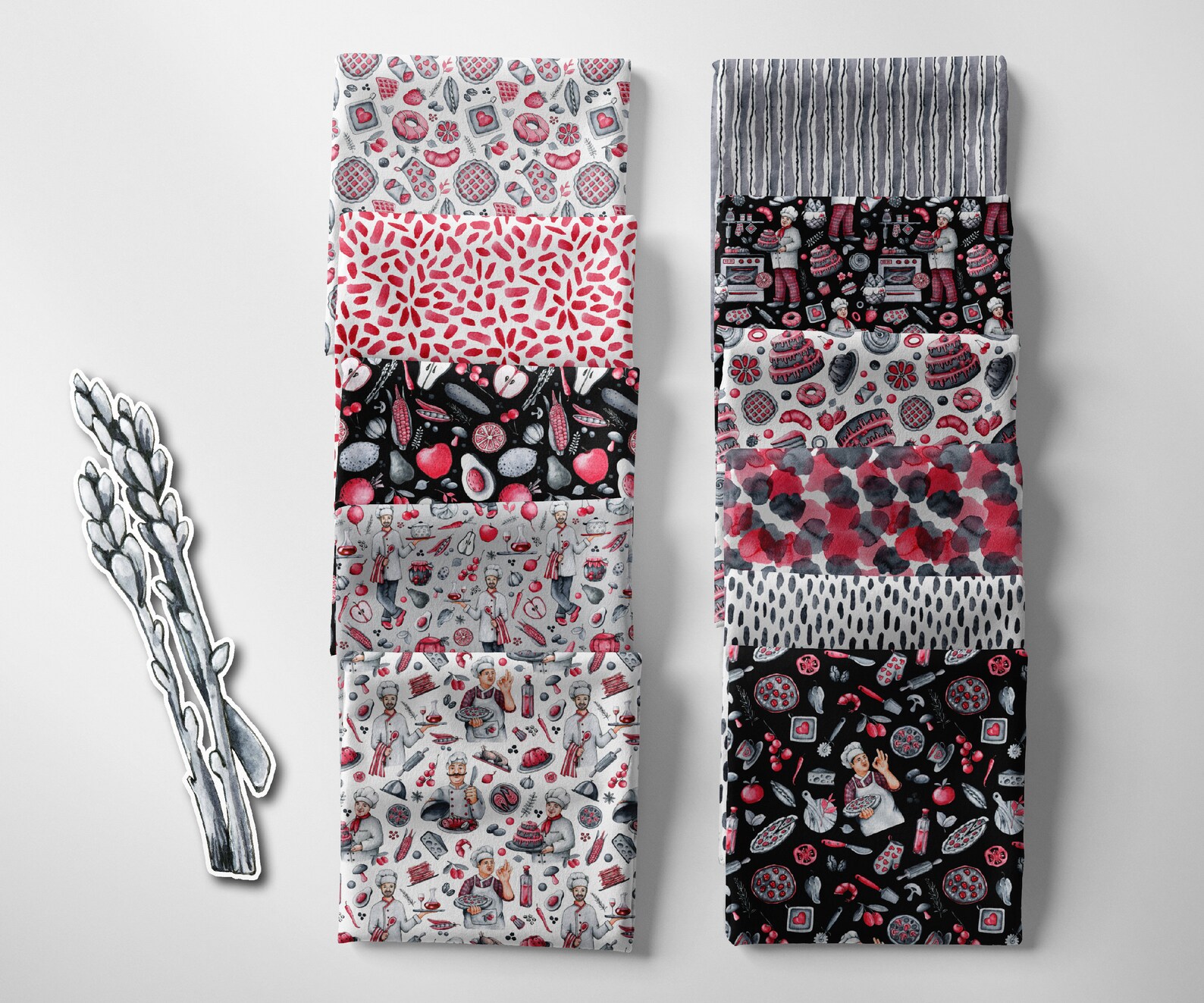 Chef Cook, Baker, Culinary Chef, Seamless Digital Paper Set, Kitchen ...