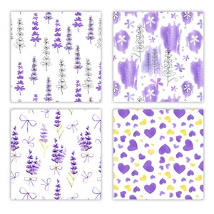 Lavender Watercolor Clipart, Digital Paper, Seamless Pattern. Large Set ...