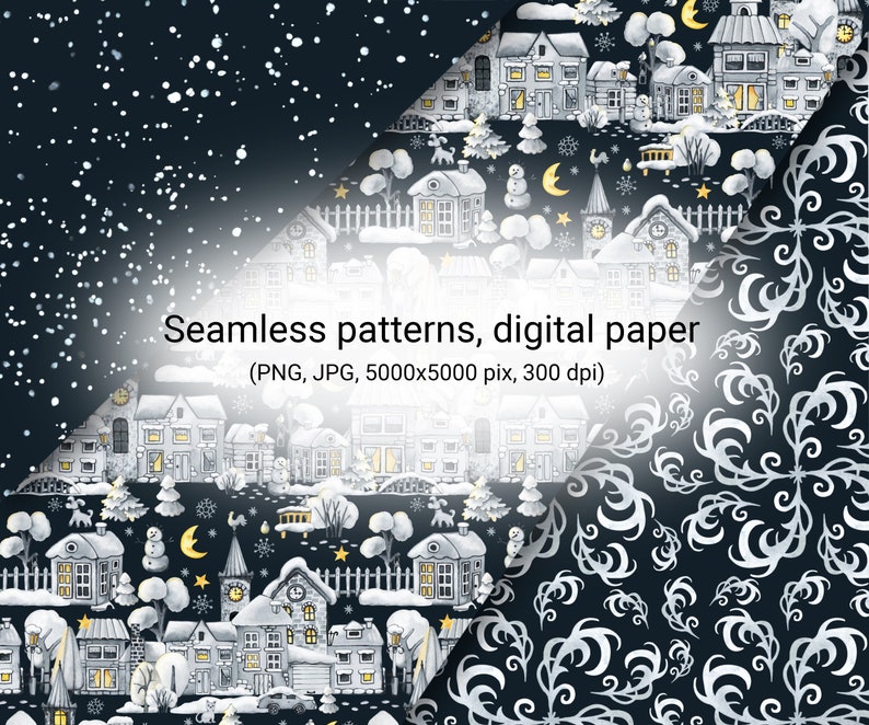 Winter Christmas Digital Paper Seamless Patterns - Etsy