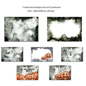 Halloween Clipart and Digital Paper. Watercolor Illustrations, Seamless ...