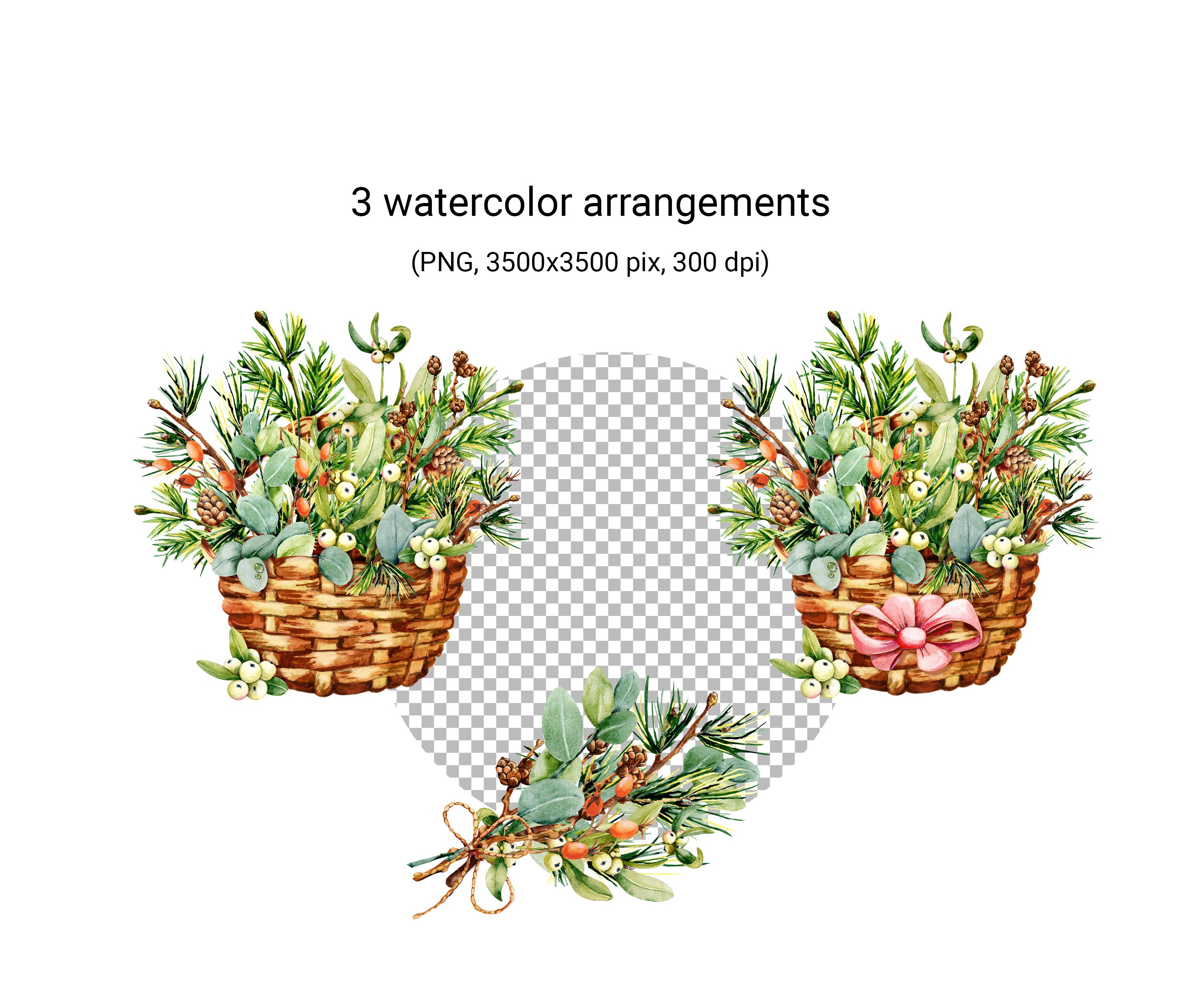 Christmas Greenery Clipart Watercolor Arrangements Bouquet | Etsy