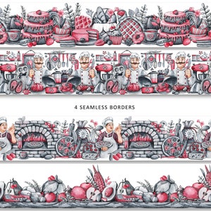 Chef Cook, Baker, Culinary Chef, Seamless Digital Paper Set, Kitchen ...