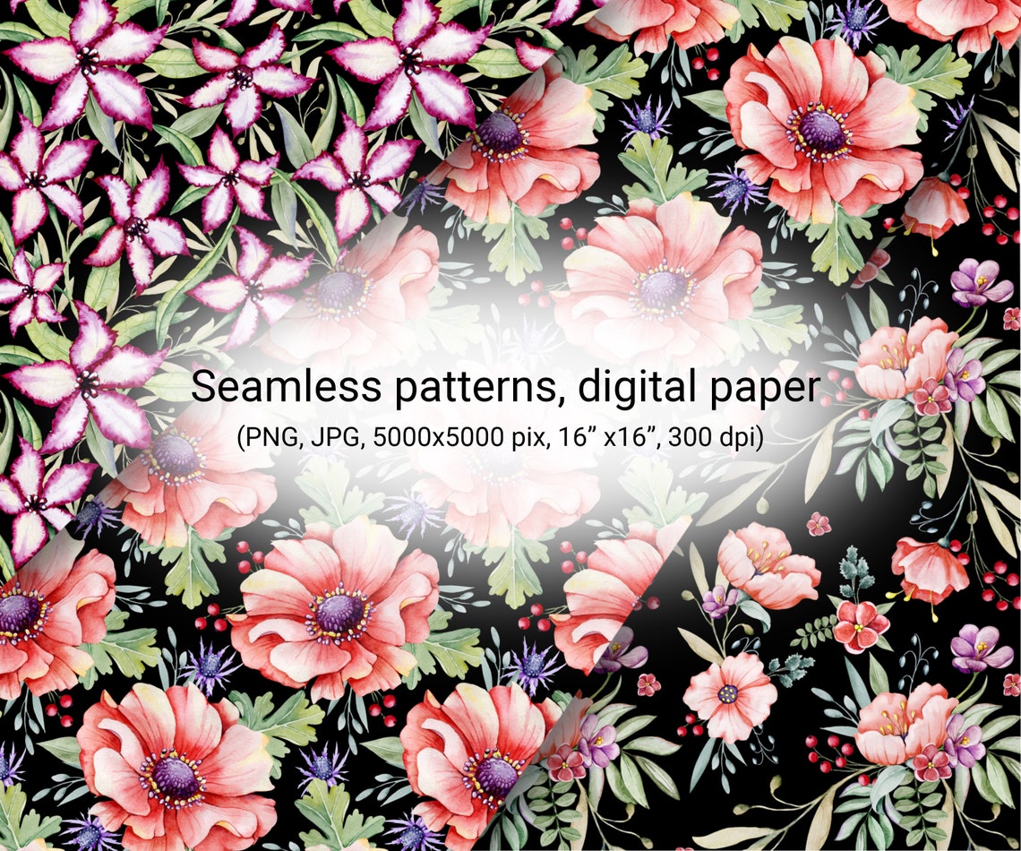 Watercolor Wildflowers Digital Paper Summer Floral Seamless | Etsy