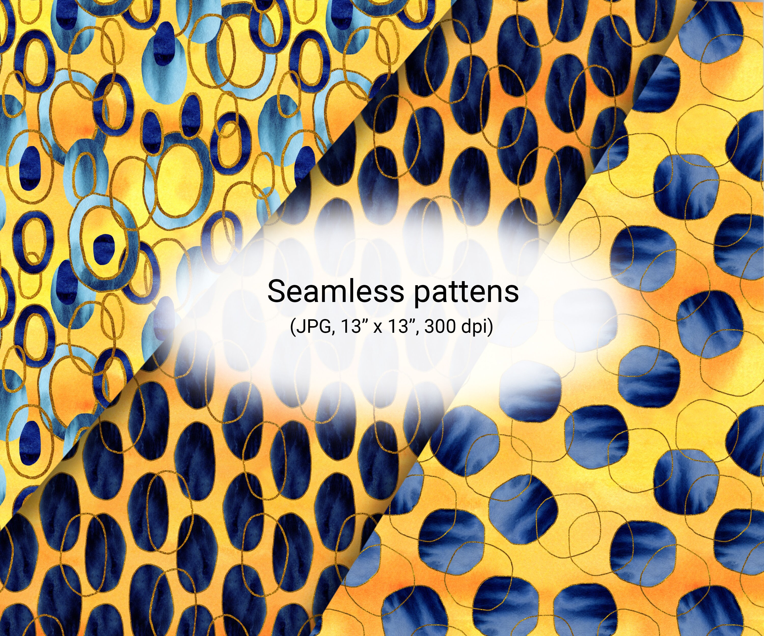 Yellow-blue digital paper abstract geometric seamless | Etsy