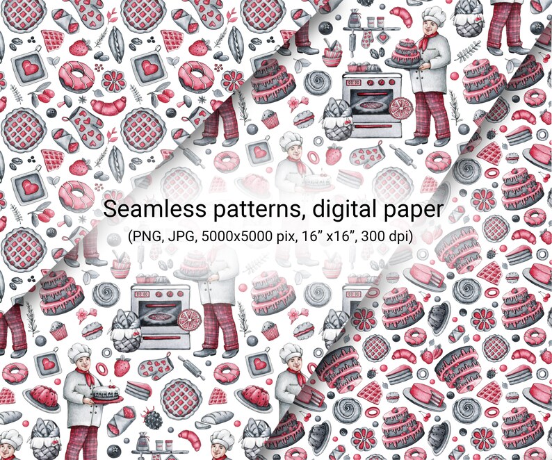 Chef Cook Baker Culinary Chef Seamless Digital Paper Set - Etsy
