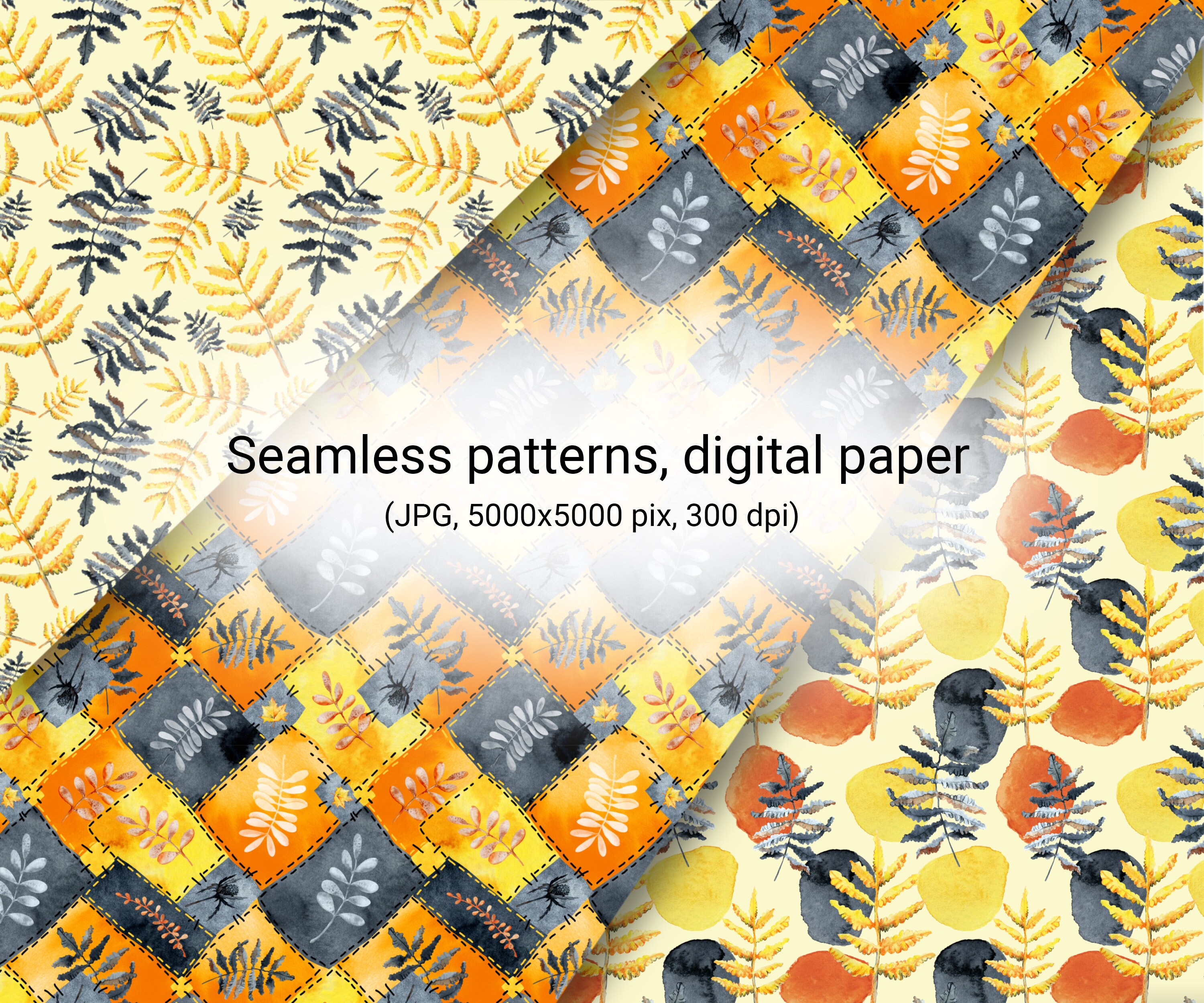 Autumn Floral Digital Paper Watercolor Seamless Patterns With - Etsy