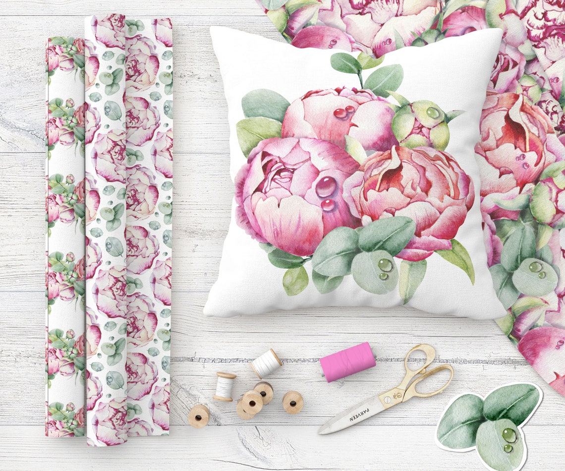 Watercolor Pink Peonies Clipart Peonies Digital Paper | Etsy
