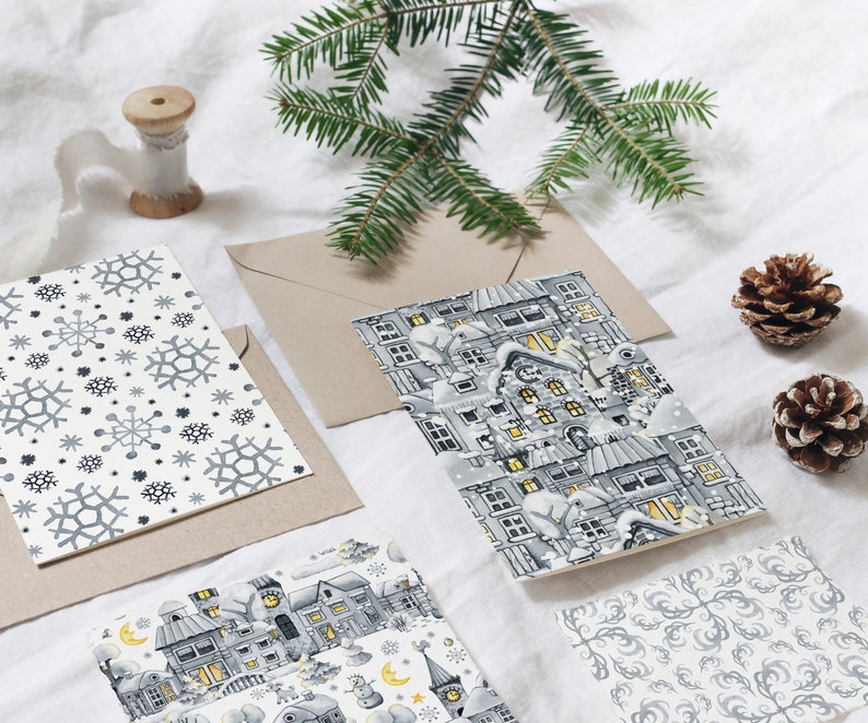 Winter Christmas Digital Paper Seamless Patterns - Etsy