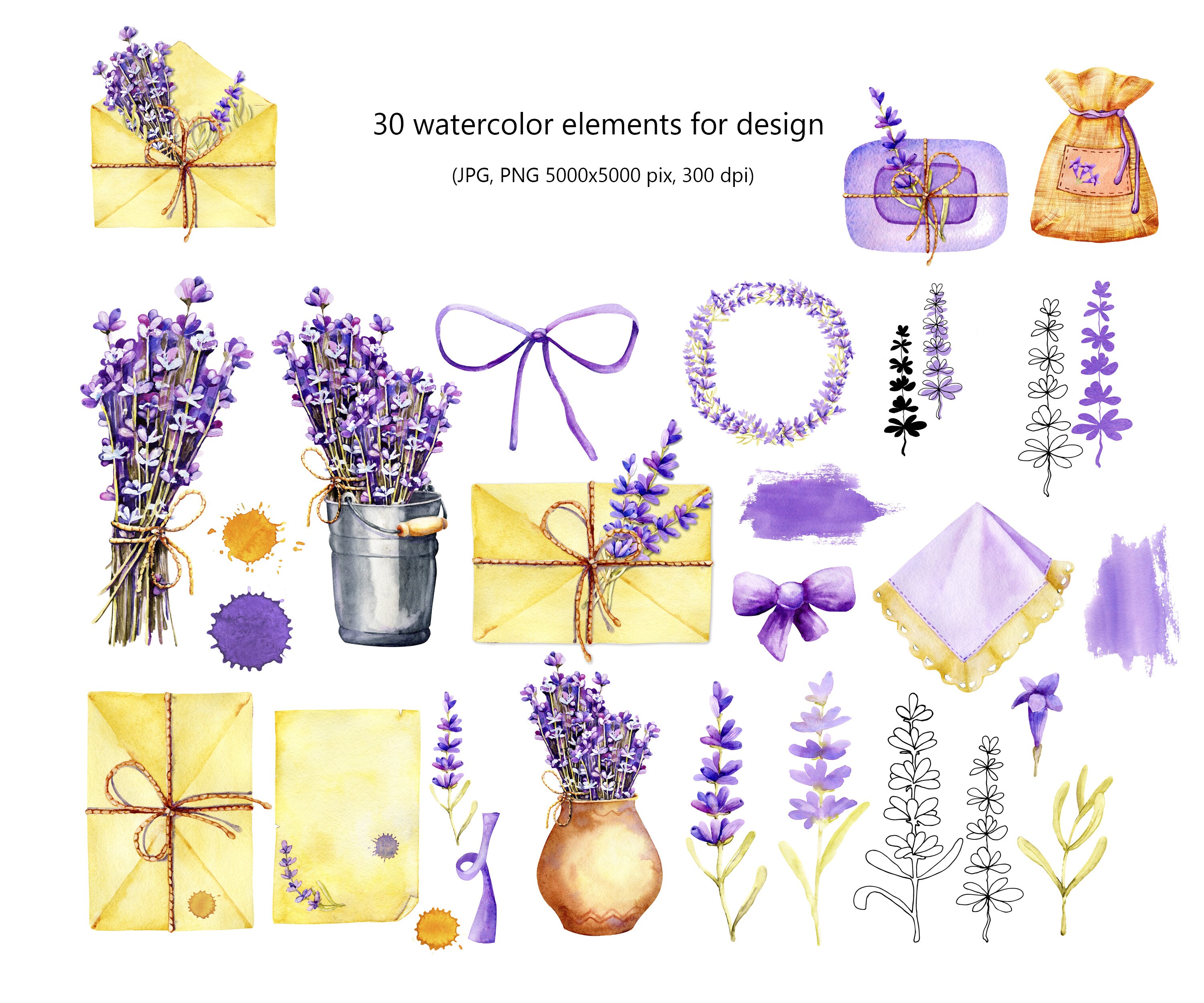 Lavender Watercolor Clipart Digital Paper Seamless Pattern. | Etsy