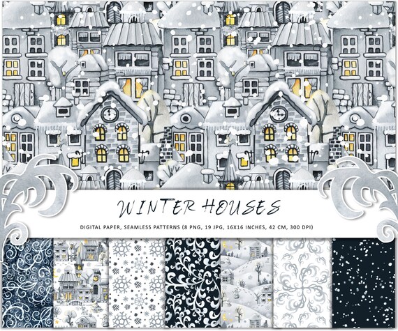 Winter Christmas Digital Paper Seamless Patterns - Etsy