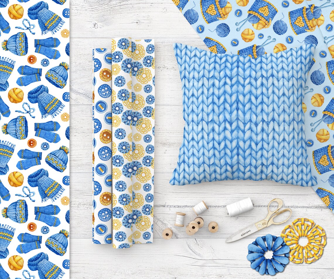 Knitting Digital Paper Watercolor Winter Seamless Patterns | Etsy