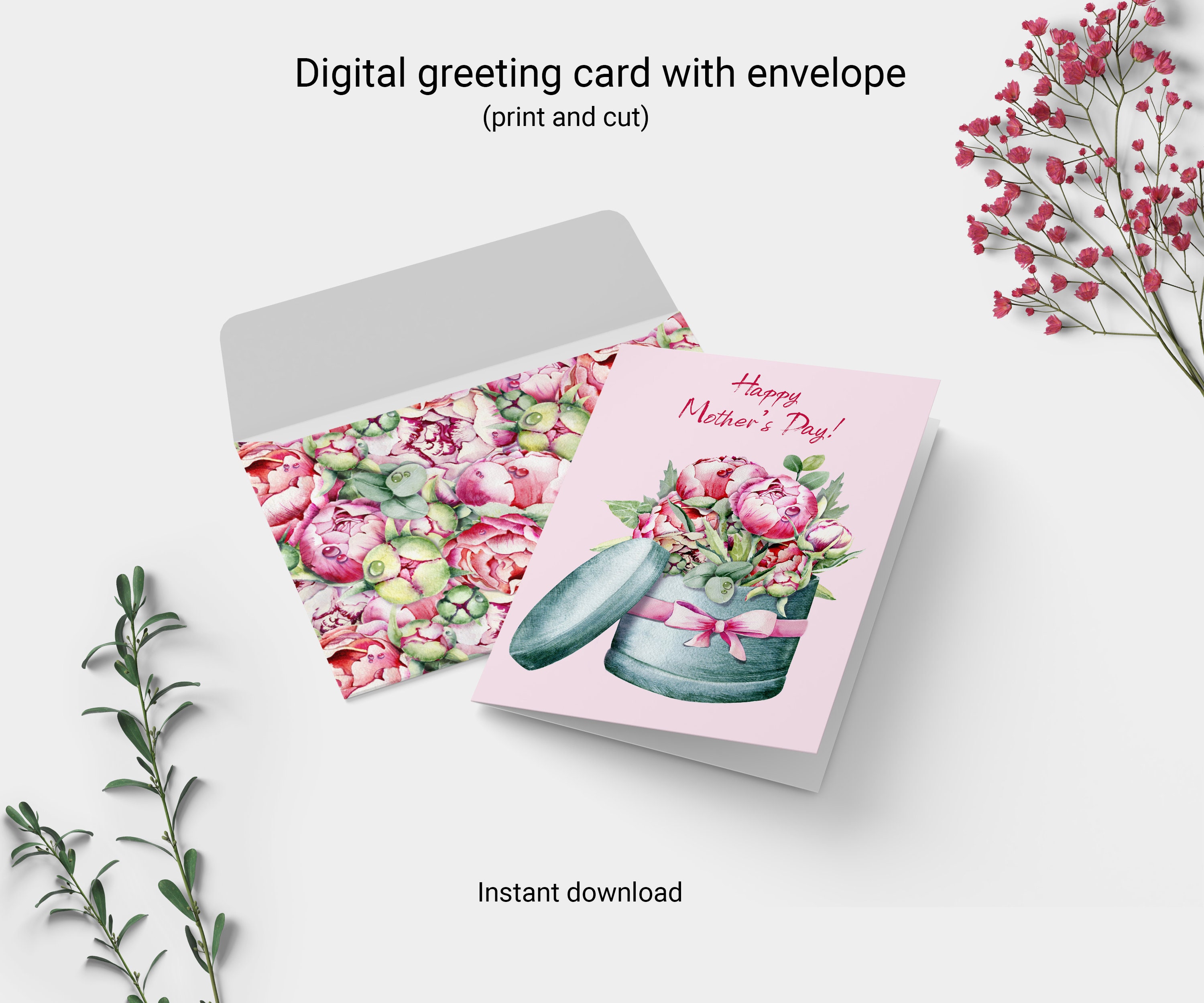 Mother's Day Digital Greeting Card Instant Download Blank - Etsy