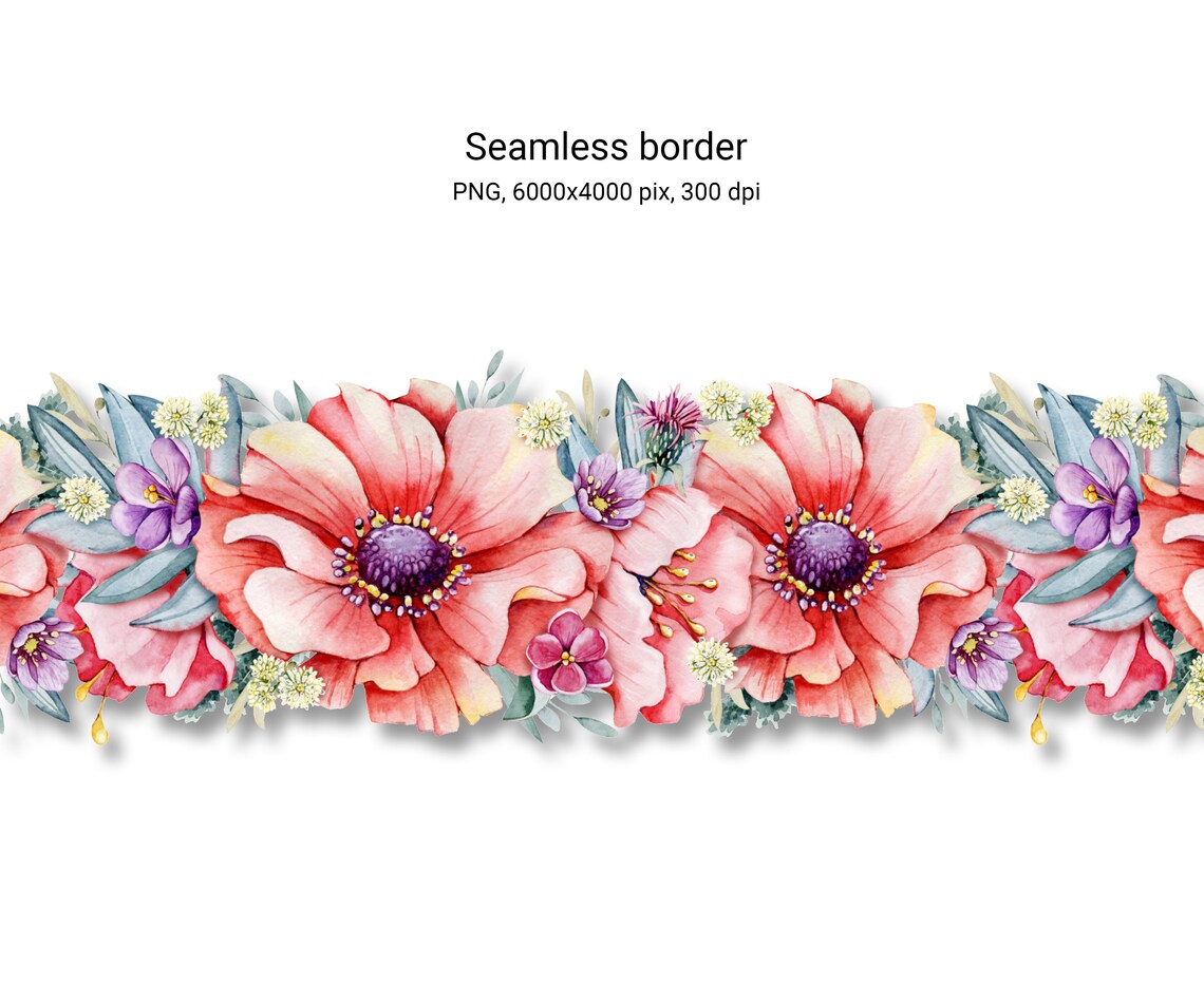 Watercolor Wildflowers Digital Paper Summer Floral Seamless | Etsy