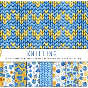 Knitting Digital Paper Watercolor Winter Seamless Patterns - Etsy