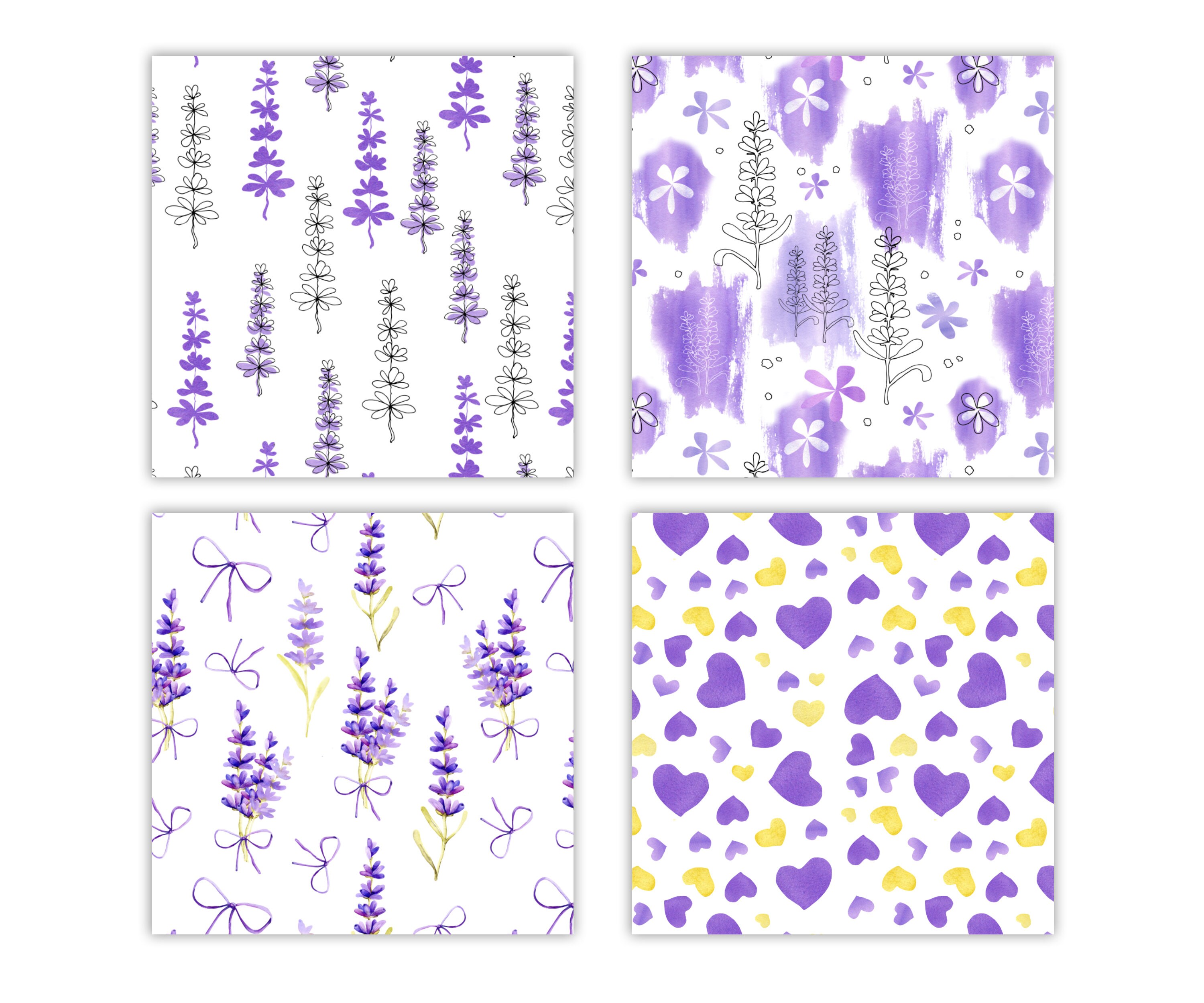 Lavender Watercolor Digital Paper Floral Seamless | Etsy