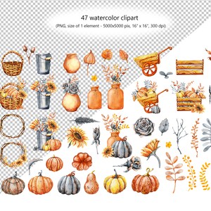 Watercolor Autumn Clipart Thanksgiving Decor Pumpkin - Etsy