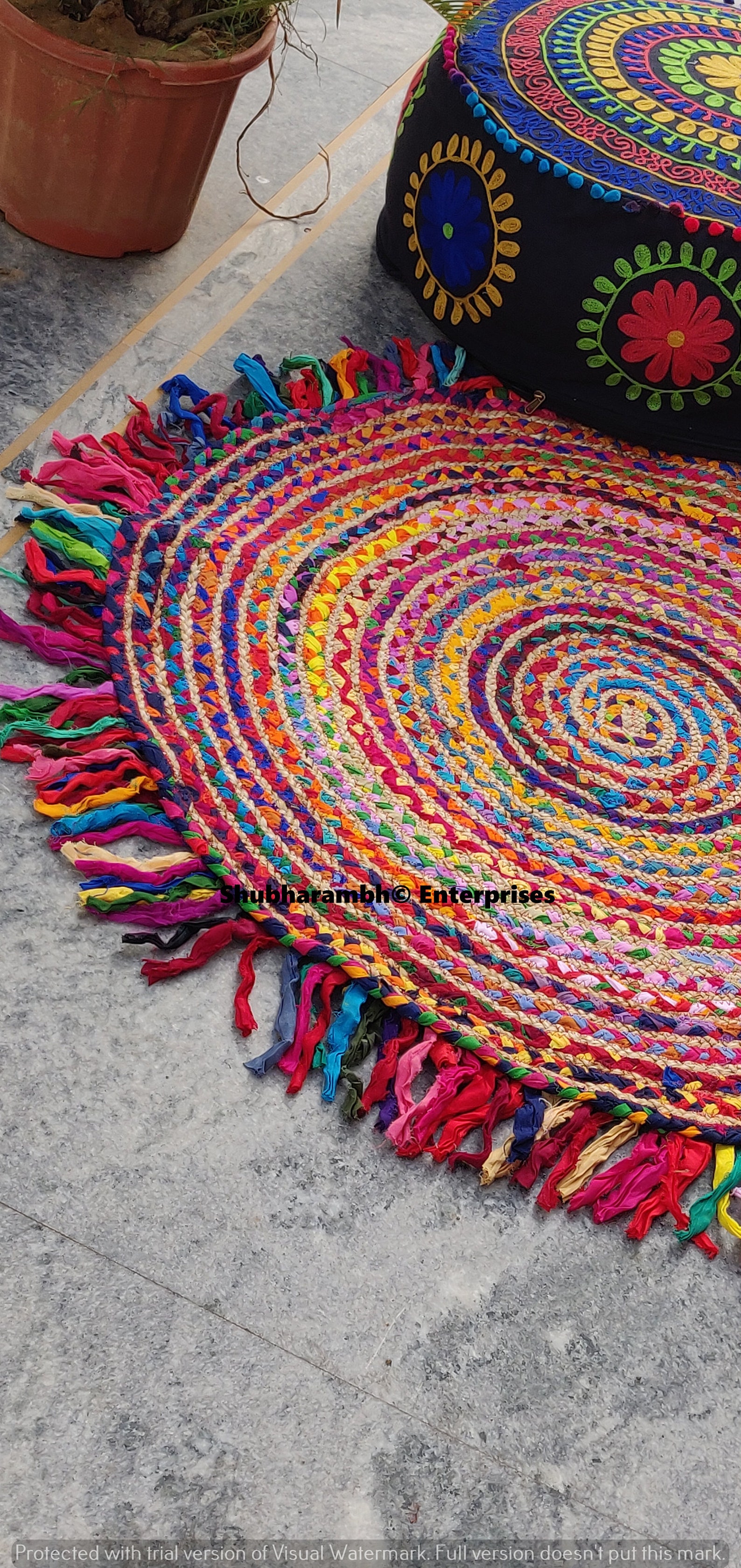 Indian Jute Round Floor Mat Decor Bedding Foot Board Hippie - Etsy