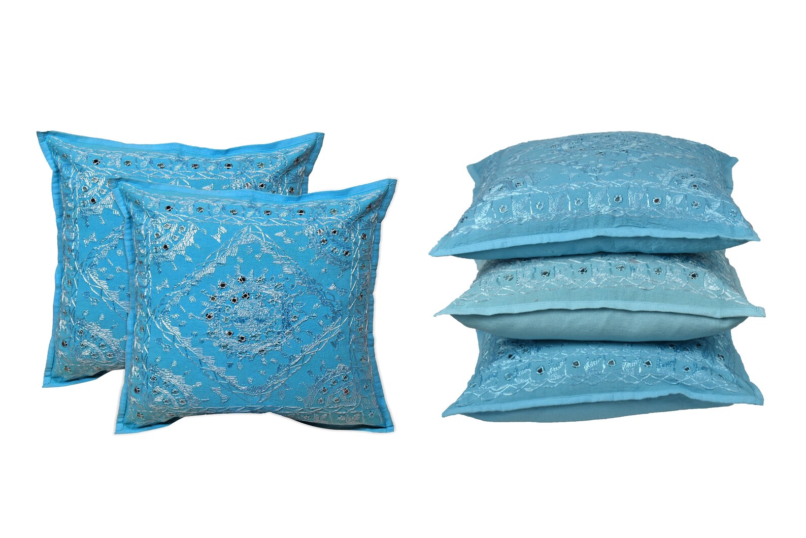 Decorative Turquoise Cushion Cover Large Embroidery Mirror - Etsy