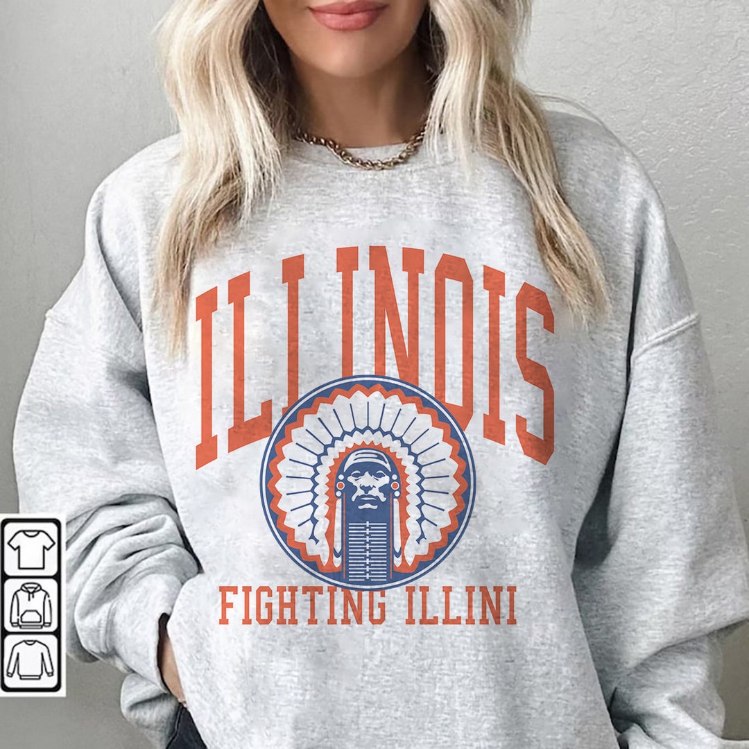 Vintage University of Illinois Logo Sweatshirt, NCAA Illinois Fighting ...