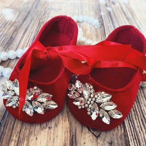 Red Baby Shoes , Holiday Baby Girl Shoes,crib Shoes,1er Birthday Party ...