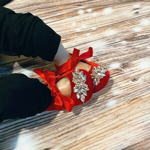 Red Baby Shoes , Holiday Baby Girl Shoes,crib Shoes,1er Birthday Party ...