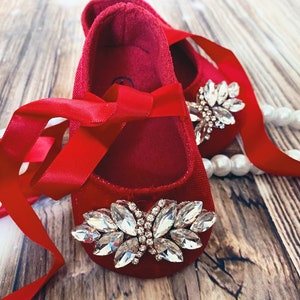 Red Baby Shoes , Holiday Baby Girl Shoes,crib Shoes,1er Birthday Party ...