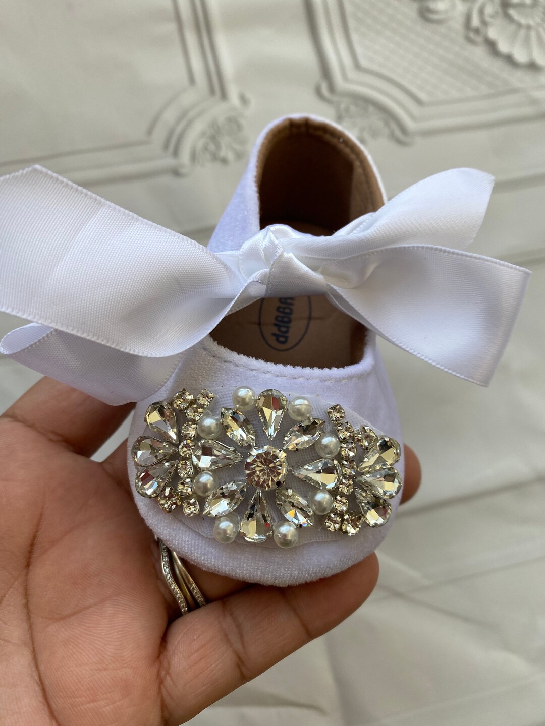 Buy White Baby Girl Shoes,crib Shoes,1er Birthday Party Wedding, Silver ...