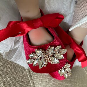 Red Baby Shoes , Holiday Baby Girl Shoes,crib Shoes,1er Birthday Party ...