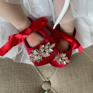 Red Baby Shoes , Holiday Baby Girl Shoes,crib Shoes,1er Birthday Party ...