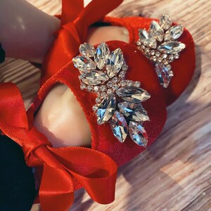 Red Baby Shoes , Holiday Baby Girl Shoes,crib Shoes,1er Birthday Party ...