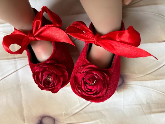 Baby Girl Red Shoes girl Gift Red FAUX Velvet Shoes baby Booties Etsy Canada