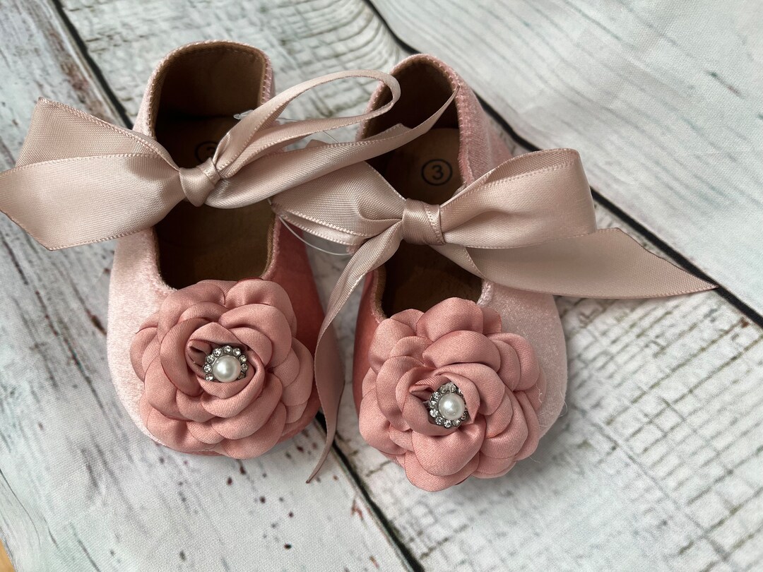 Pink Baby Girl Shoes,crib Shoes,1er Birthday Party Wedding, Satin Rose ...