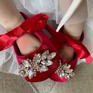Red Baby Shoes , Holiday Baby Girl Shoes,crib Shoes,1er Birthday Party ...