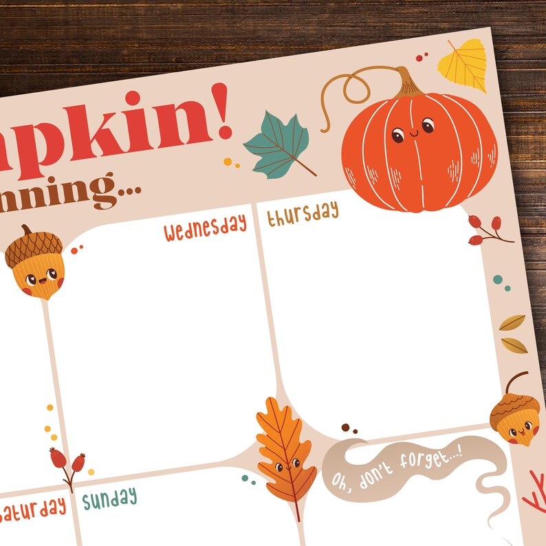 A3 Autumn Undated Weekly Planner Pad | Desk Planner | Weekly Notepad ...