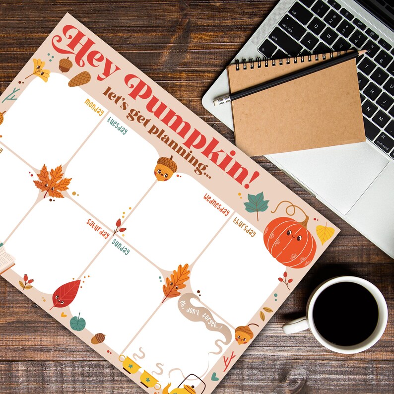 A3 Autumn Undated Weekly Planner Pad | Desk Planner | Weekly Notepad ...