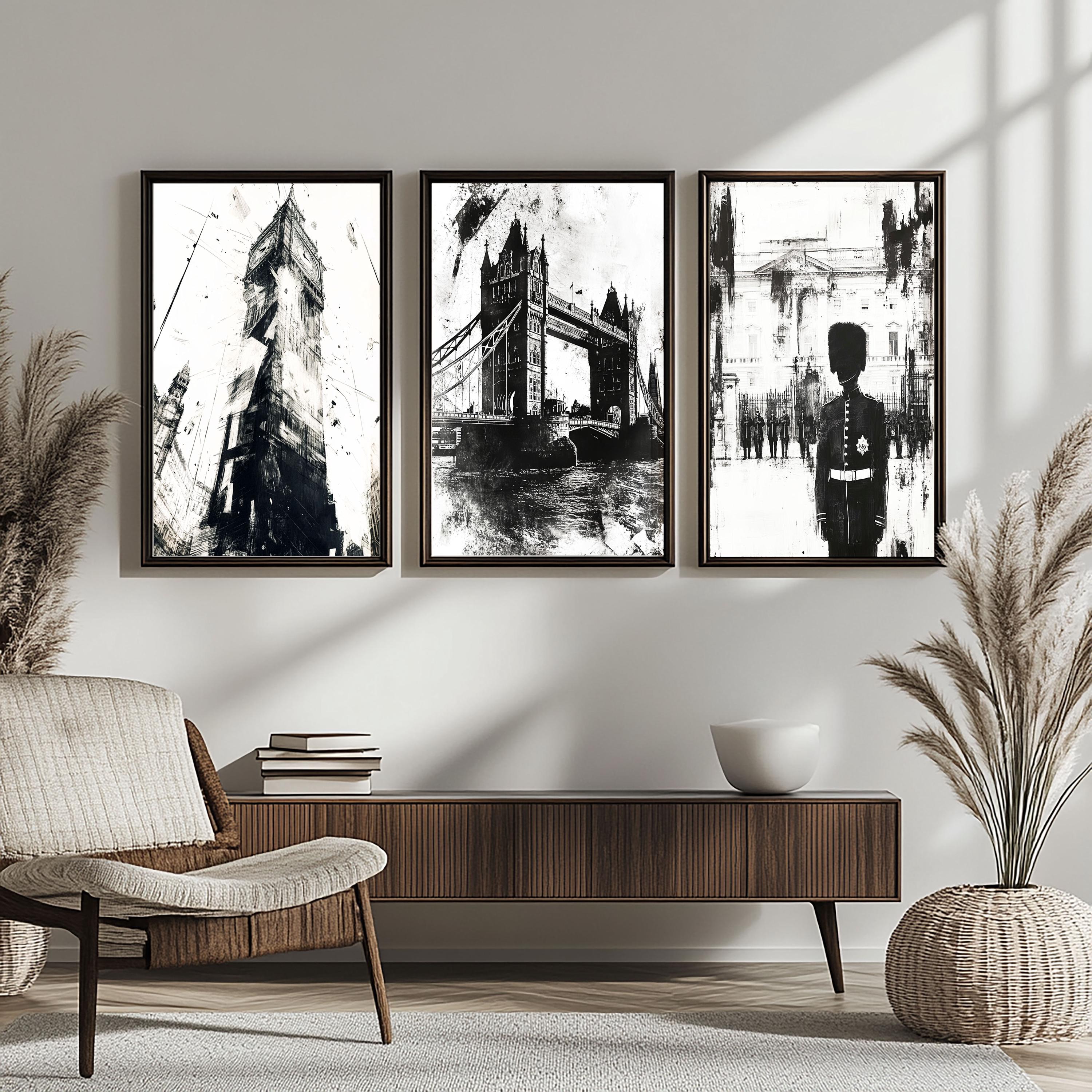 LONDON LANDMARKS ART, London Trio Wall Art, Kings Guard Sketch, Tower ...