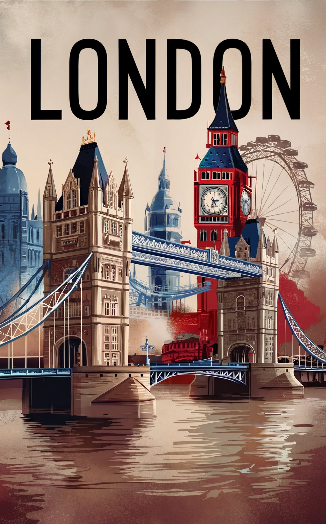 Printable Art London Set of 3 Vintage Travel Posters Download 300 Dpi ...