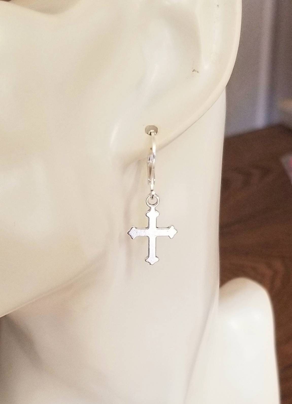 Mens Cross Earring Mens Silver Cross Earring Mens Earring - Etsy