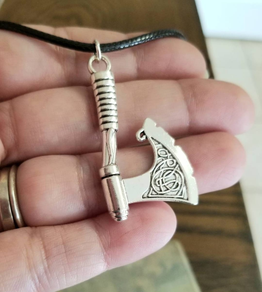 Mens Axe Necklace, Viking Axe Pendant, Silver Necklace, Tribal, Warrior ...