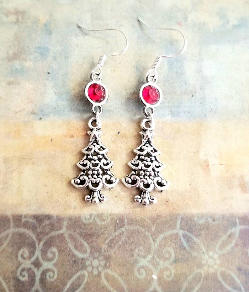 Silver Christmas Tree Earrings, Silver Earrings, Womens Christmas ...