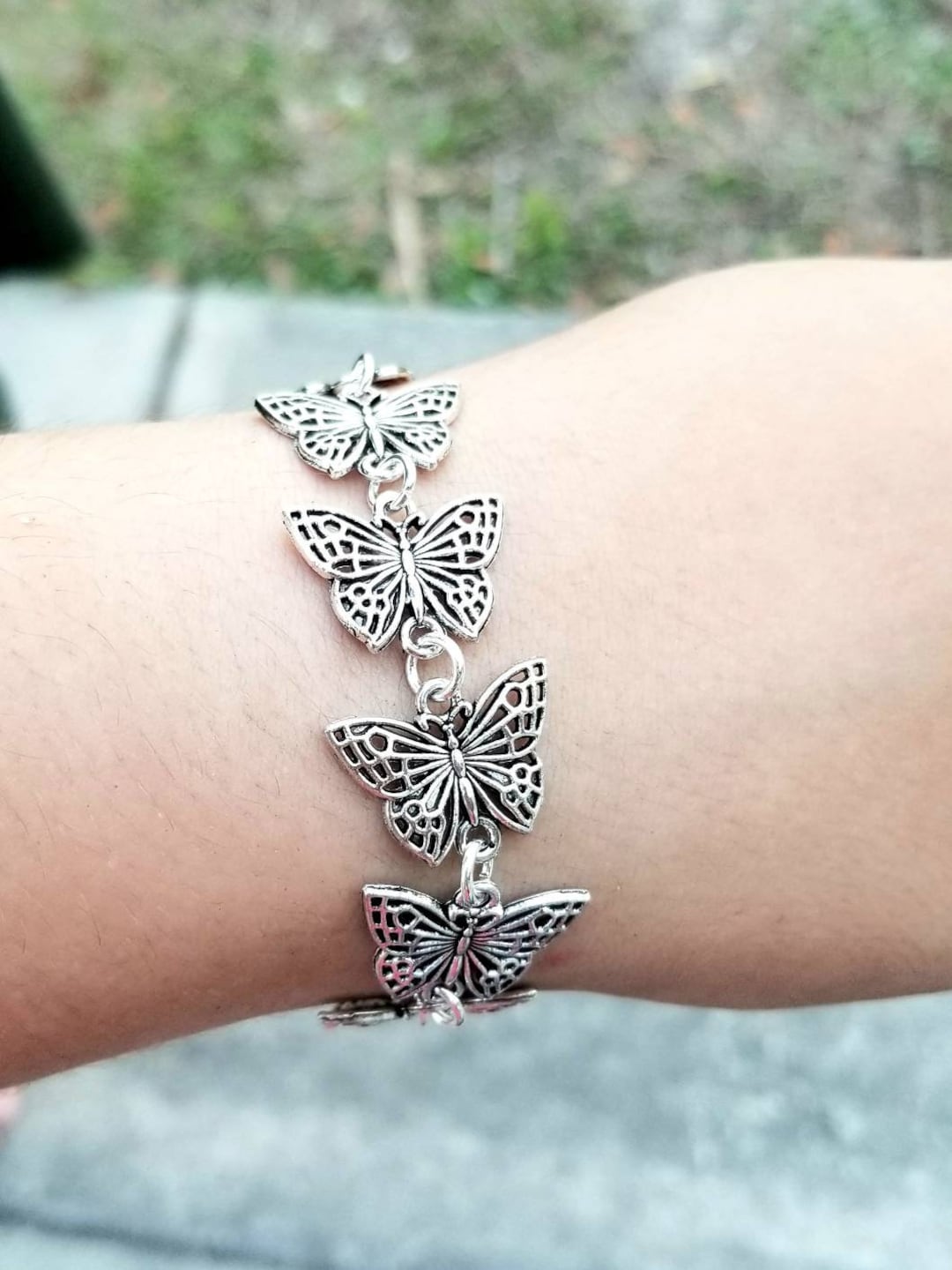 Silver Butterfly Bracelet, Butterfly Jewelry, Butterfly Charm Bracelet ...